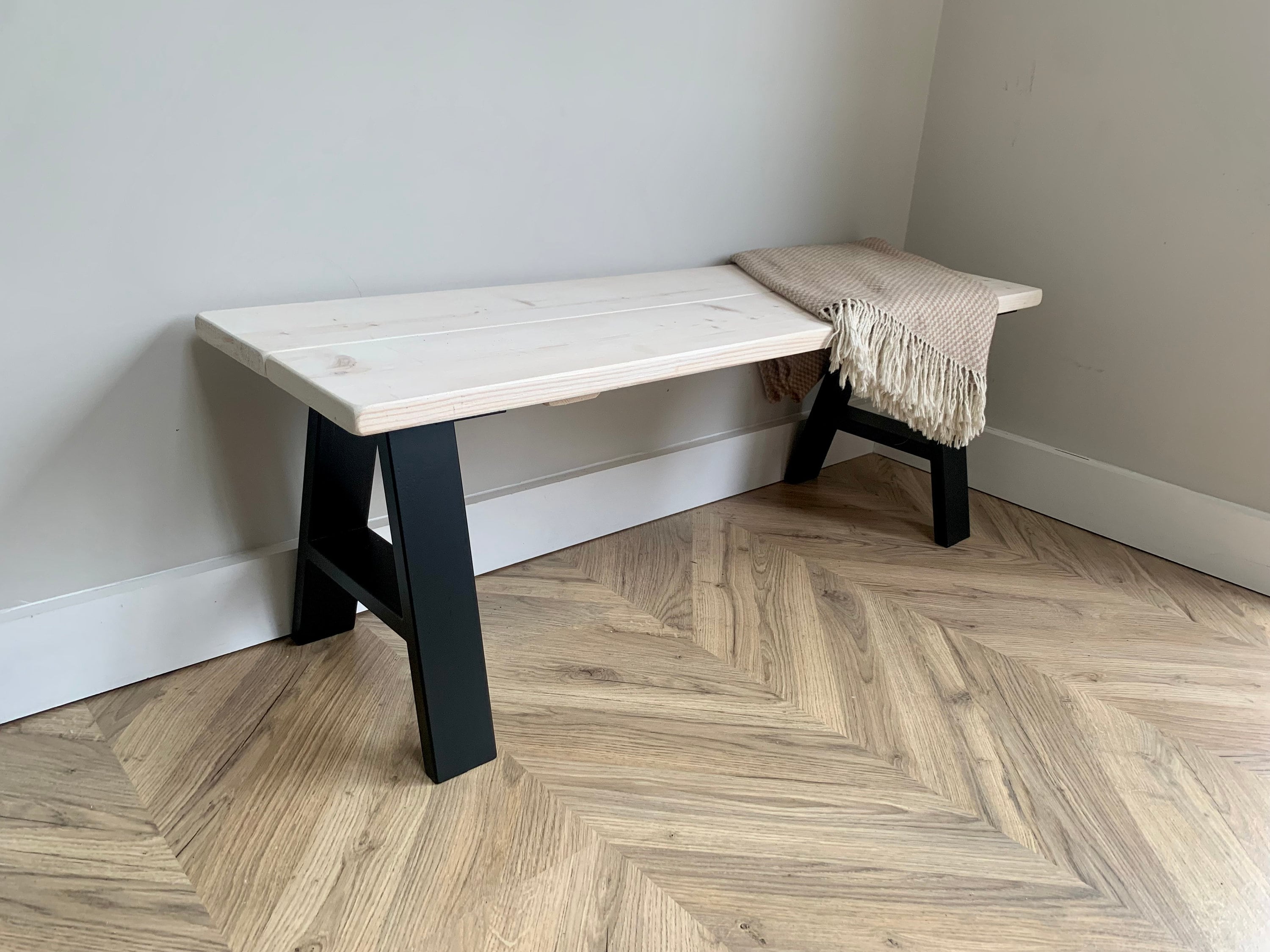 Bench. A-Frame Steel Legs . Industrial Style. Rustic. Scandinavian ...